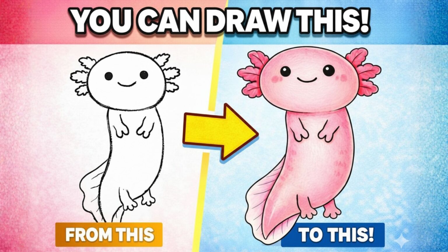 How to Draw a Cute Axolotl: Very Easy Step by Step Tutorial